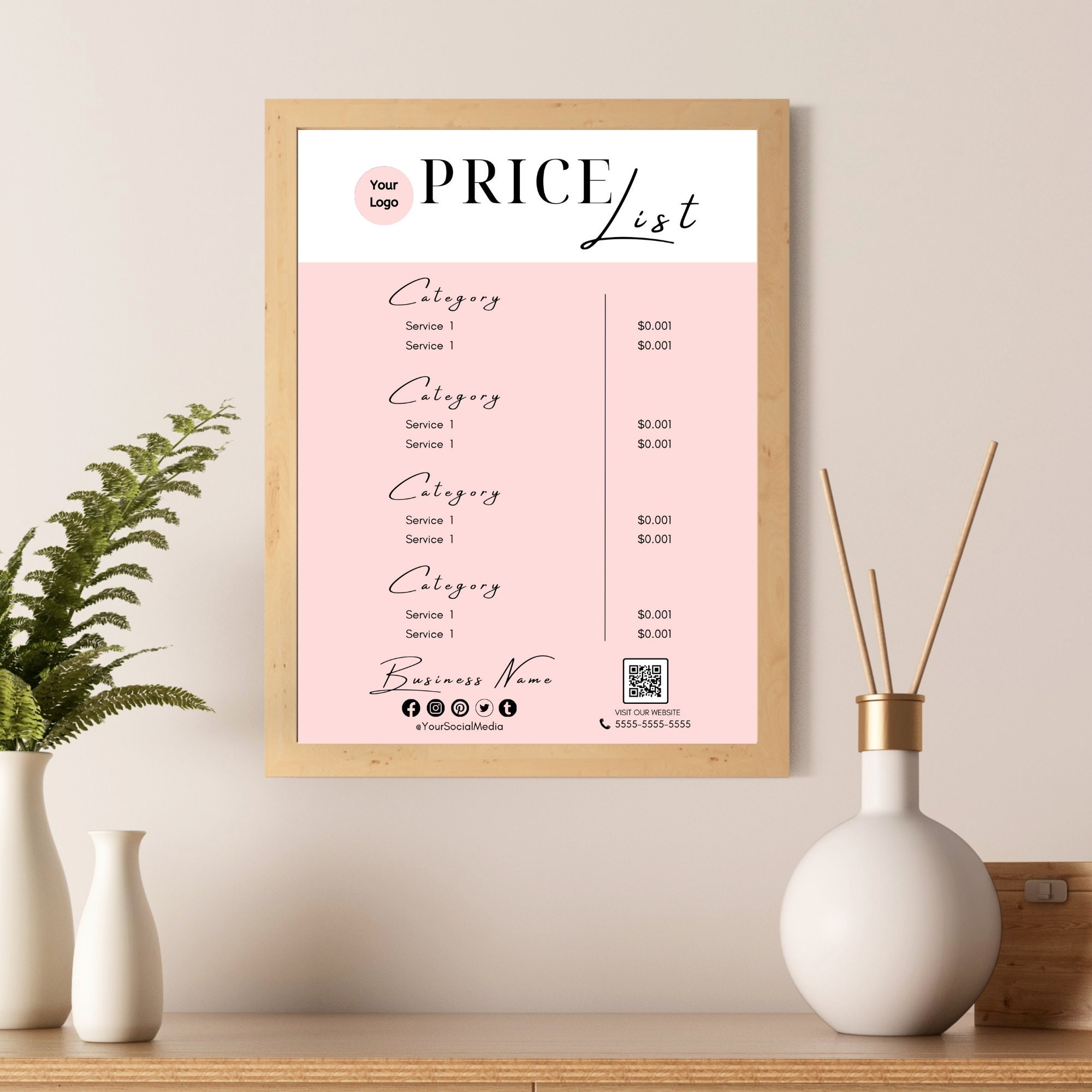 Editable Price List Template, Printable Pricelist Sign, Nail Makeup, Lashes, Price Lists Canva ...