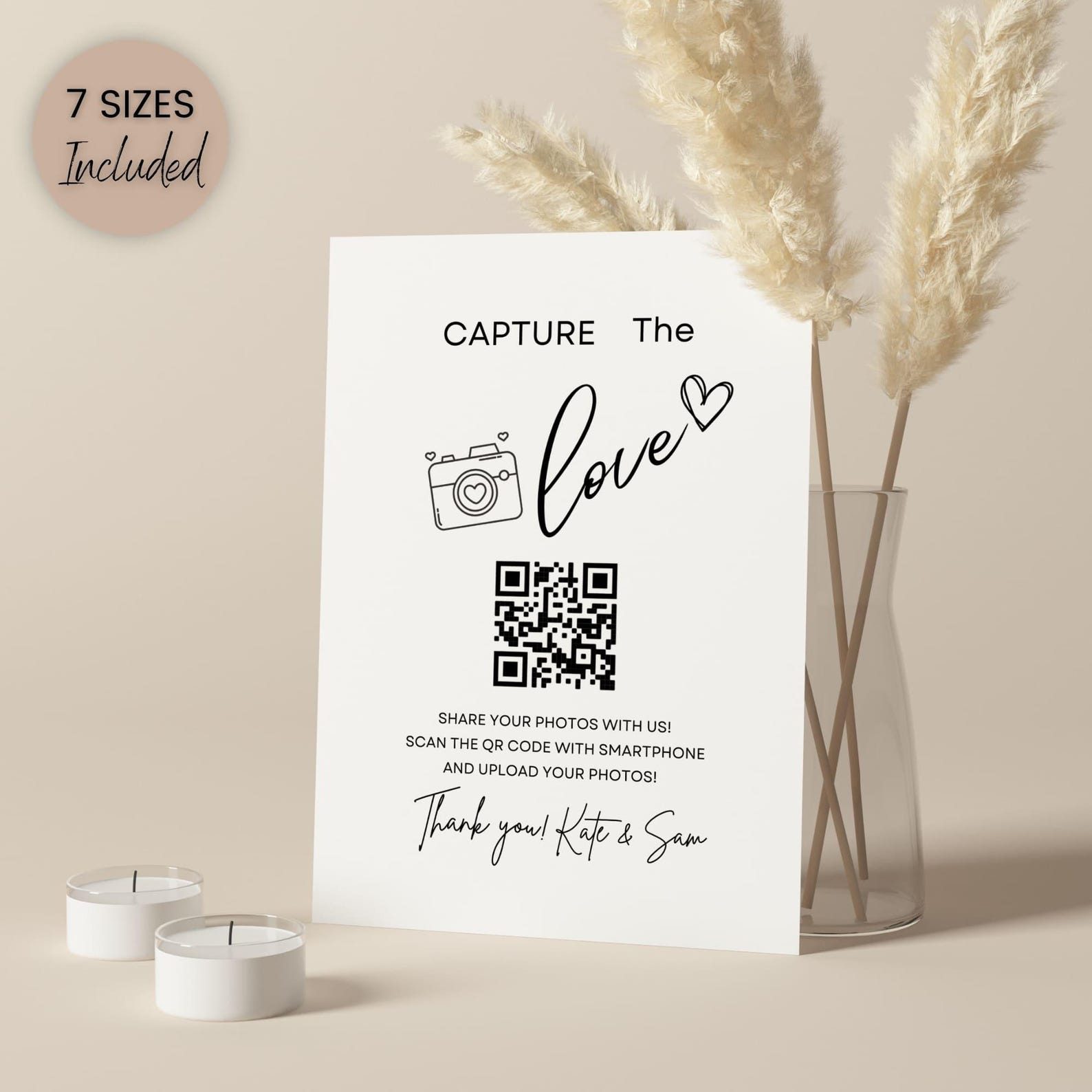 Wedding QR Code Sign Template: Capture the Love (canva Editable ...