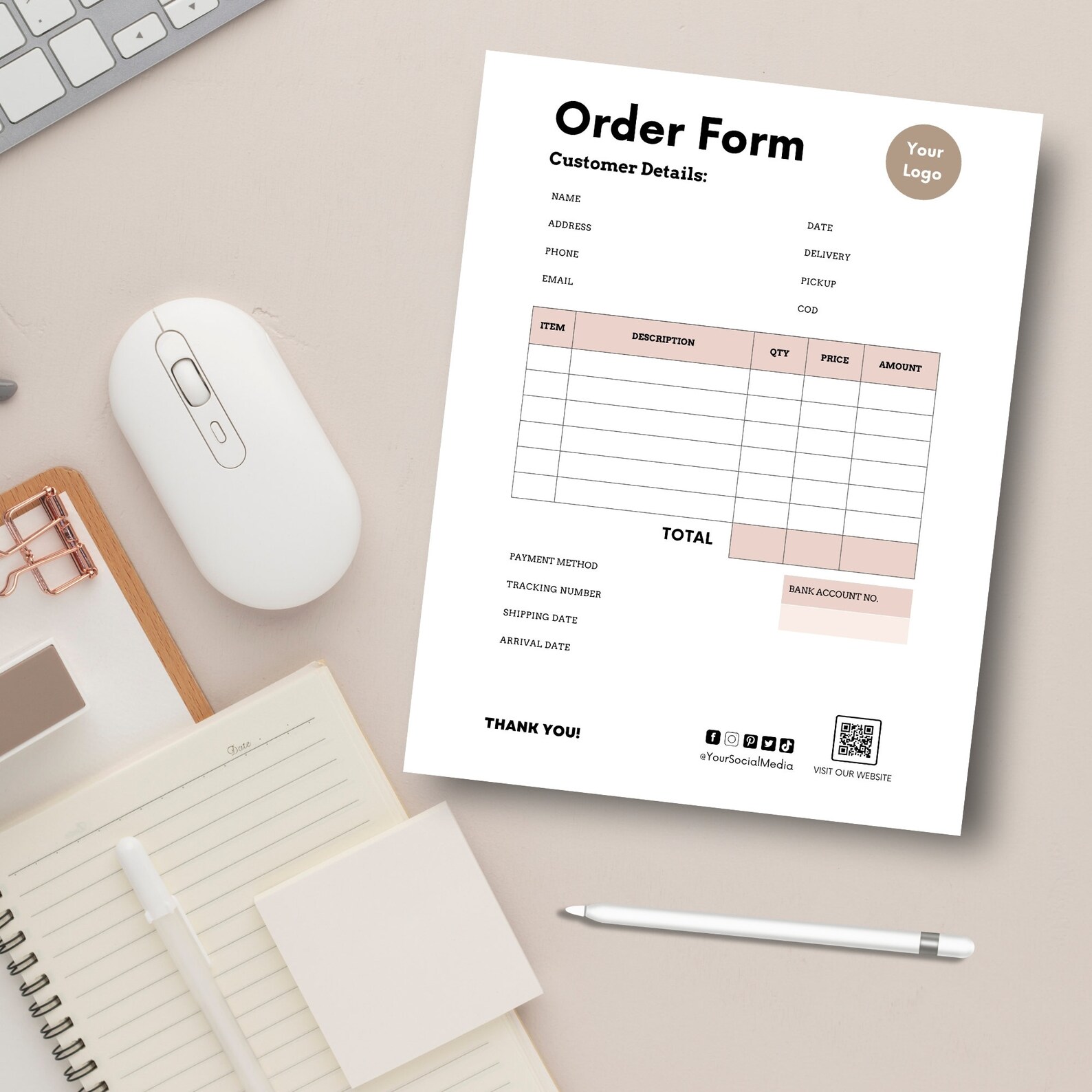 Business Order Form, Editable Order Form, Order Form Template, Custom ...