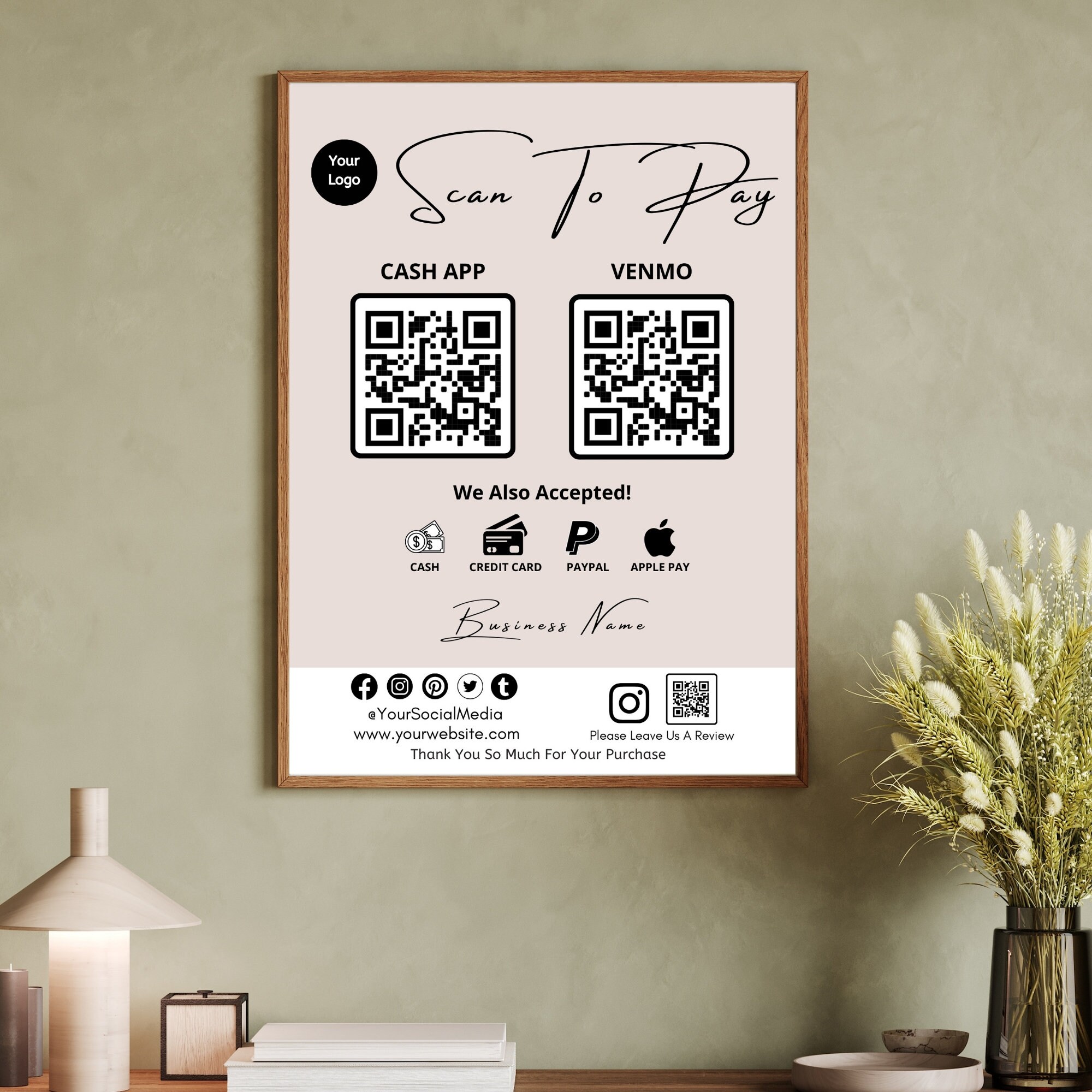 Editable Payment Sign, Printable Scan to Pay Template, Scan Qr Code ...