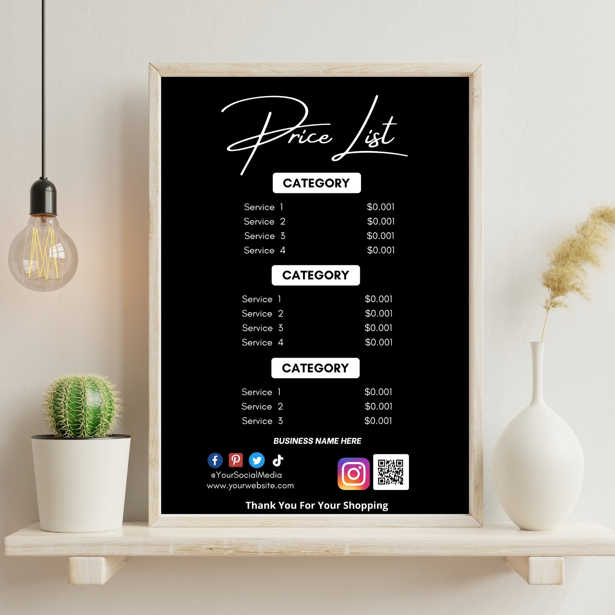 Small Business Price Lists Template, Beauty Price List, Printable ...