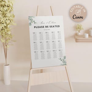 Table Seating Chart Template for Wedding Table Chart Signs Printable ...