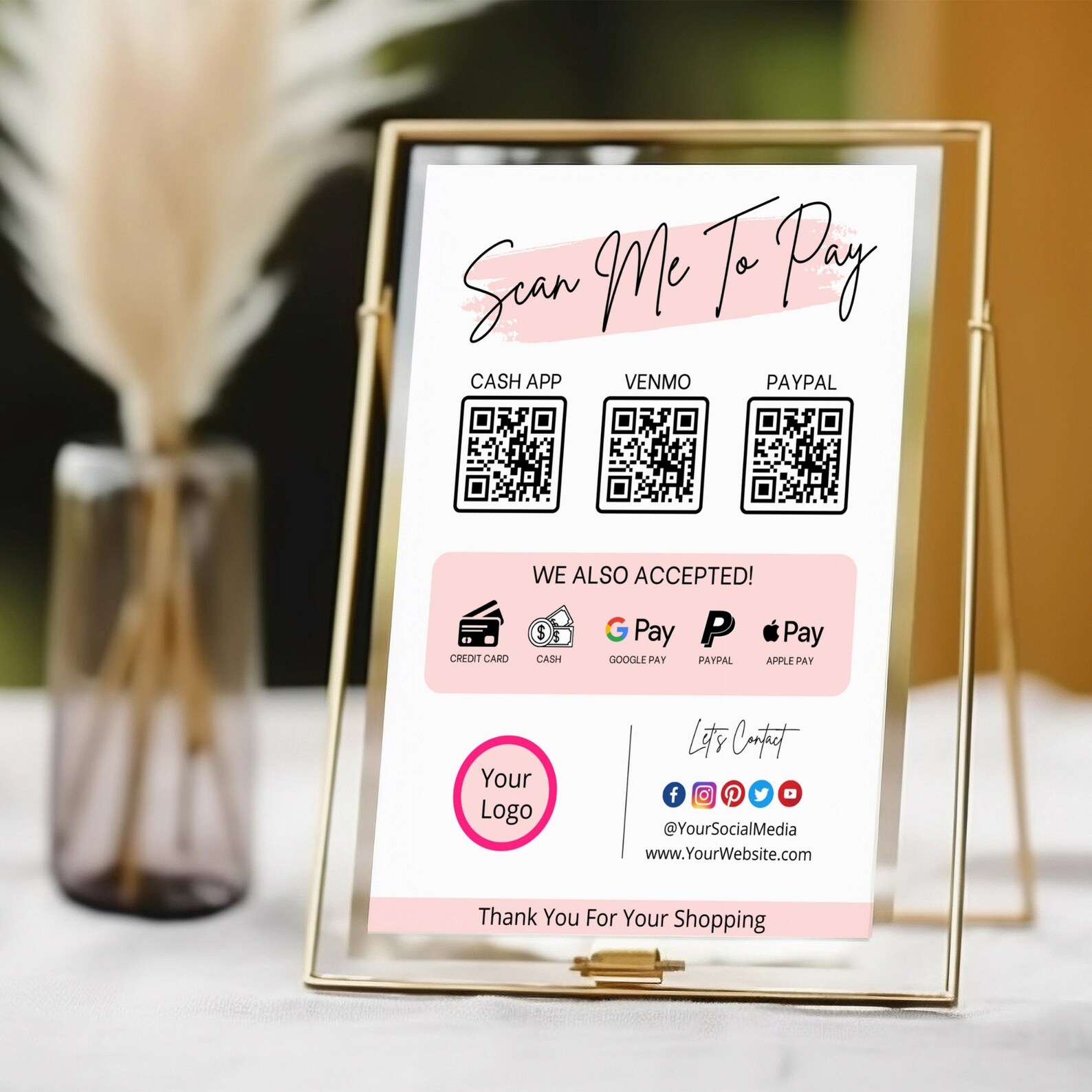 QR Code Sign, Scan to Pay Template, Printable Payment Sign, Editable ...