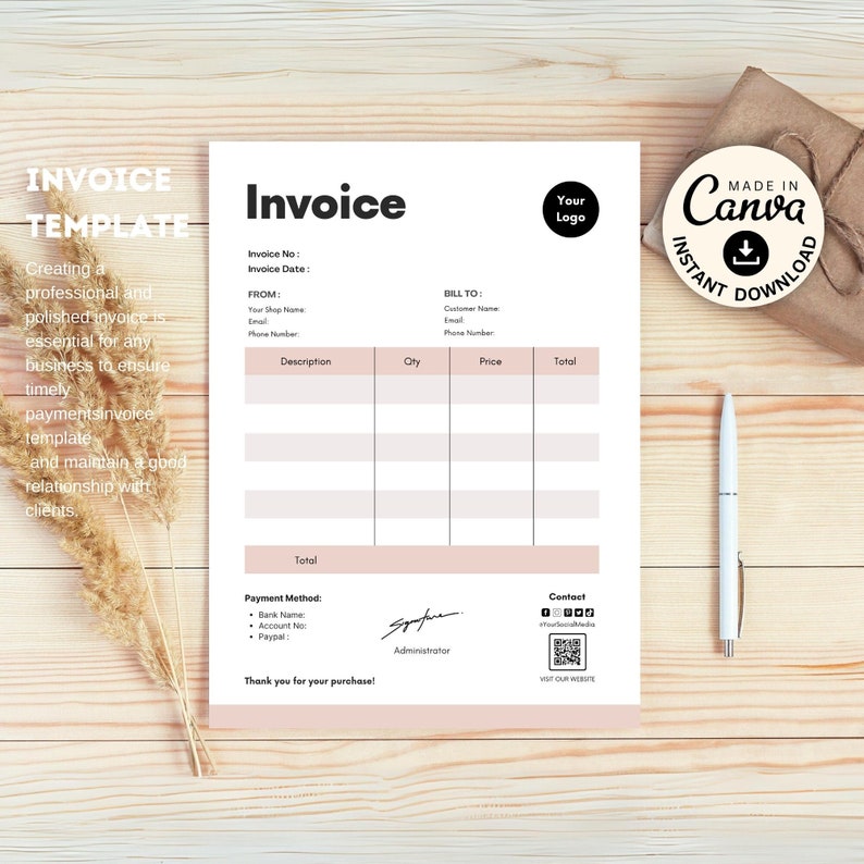 Invoice Template Editable, Invoice Template for Small Business ...