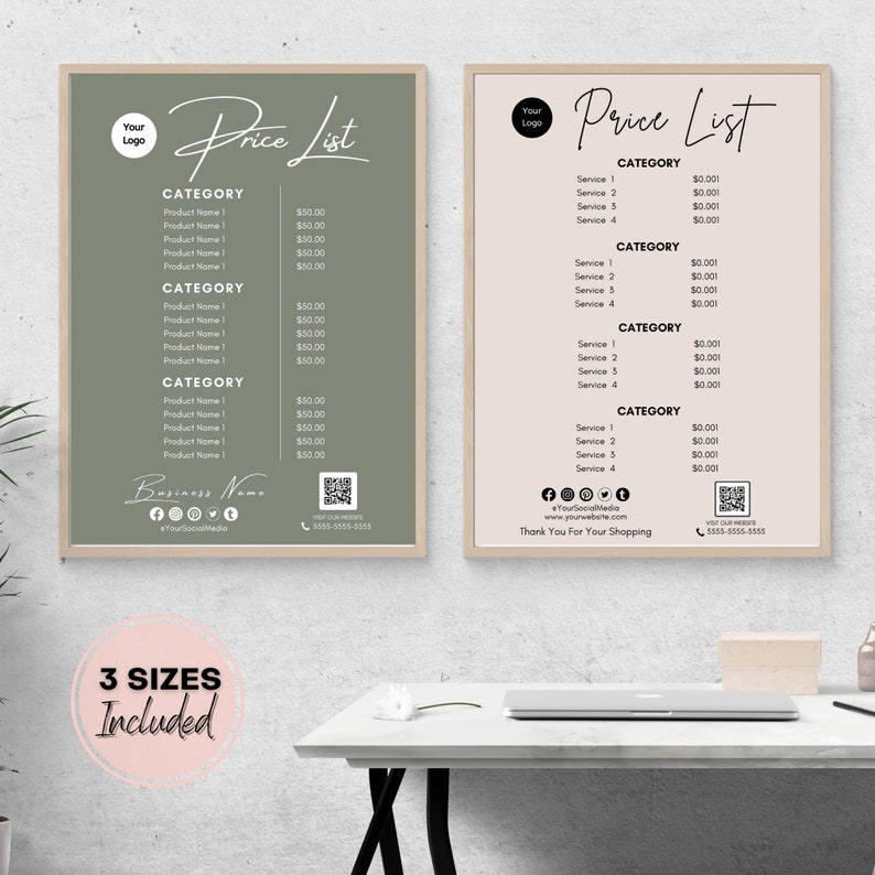 Editable Price List Template: Small Business Pricing Guide (digital ...