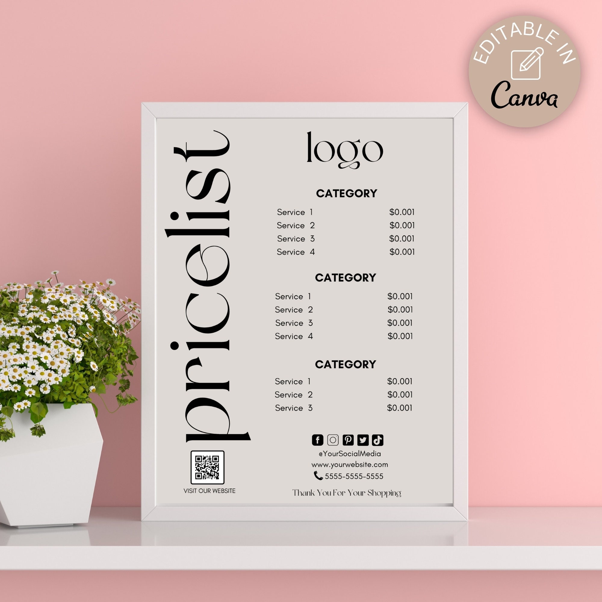 Price List Template, Price List, Pricing Guide Sheet Beauty Salon Nail ...