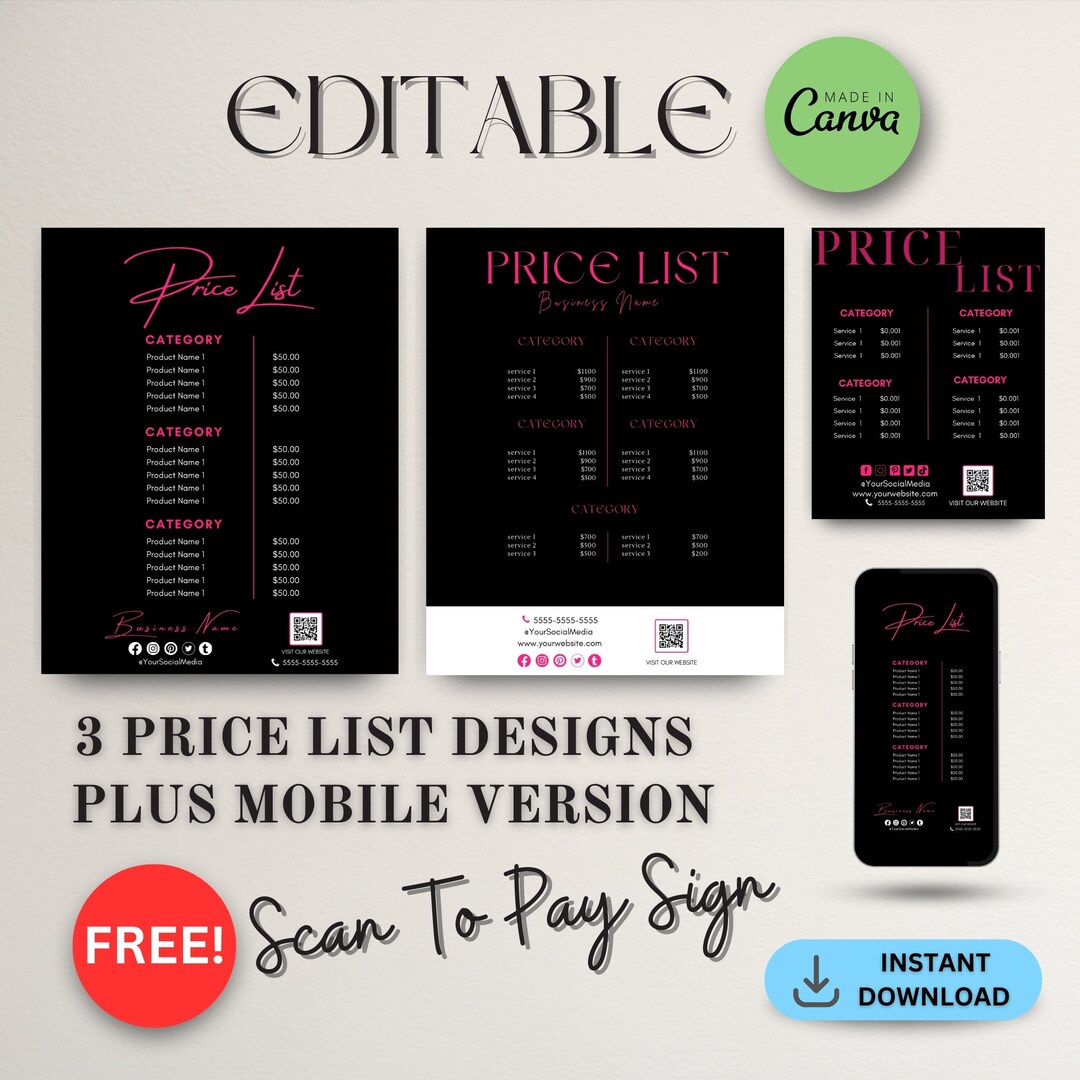 Modèle de liste de prix d'entreprise, belle liste de prix, liste de ...