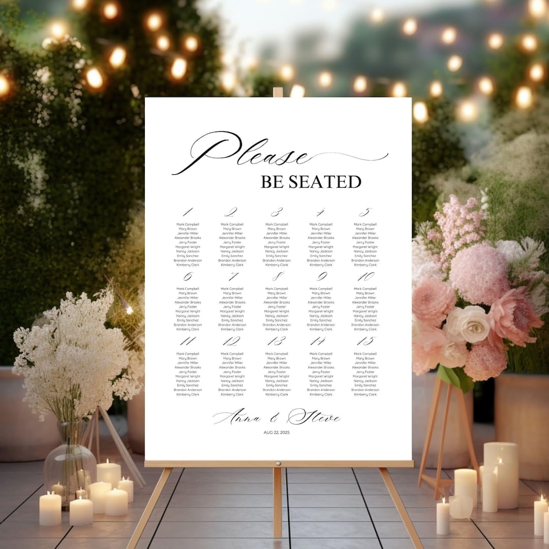 Editable Wedding Seating Chart Template Minimalist Seating Chart Board ...