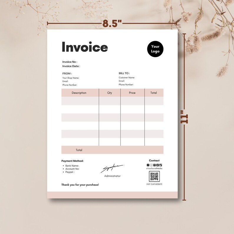 Invoice Template Editable, Invoice Template for Small Business ...