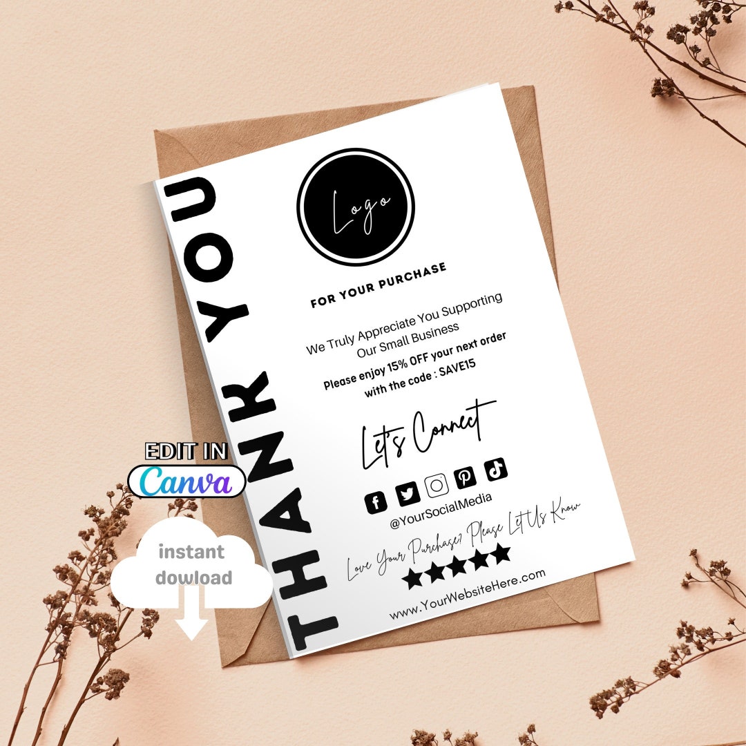 Thanks for Your Purchase Cards, Custom Thank You Cards, Small Business ...