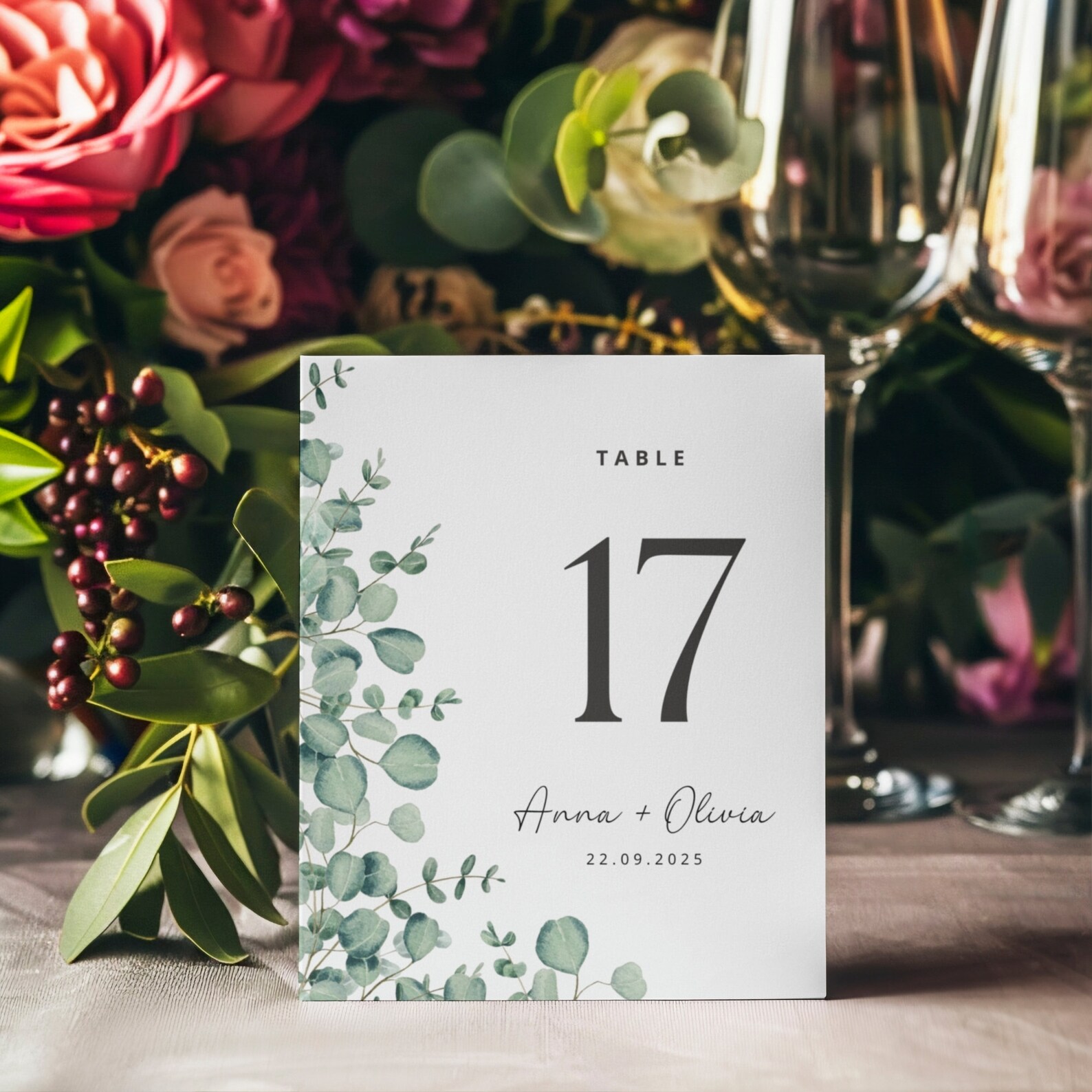 Greenery Table Number Sign, Wedding Table Number Cards, Modern Table Numbers, DIY Table Numbers ...