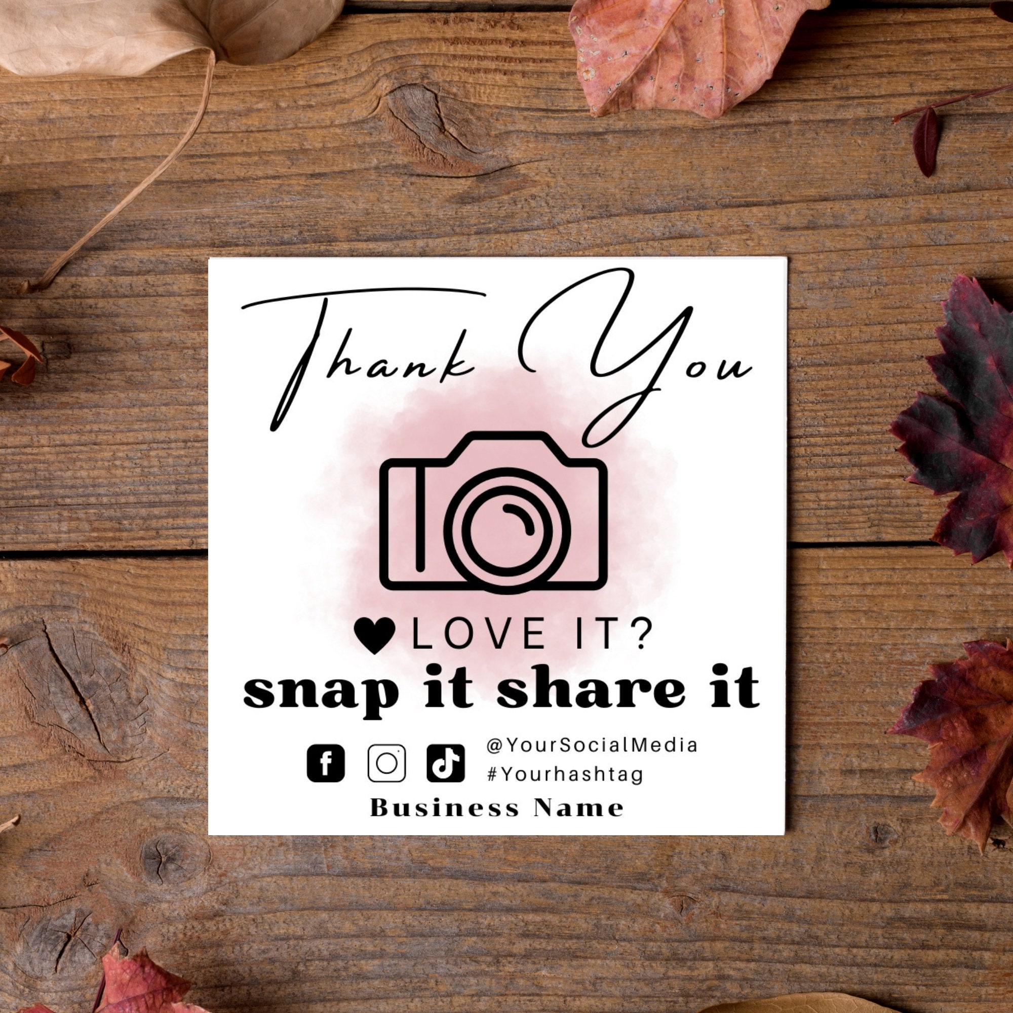 4 Bundle Printable Thank You Small Business Card, Editable Snap and ...