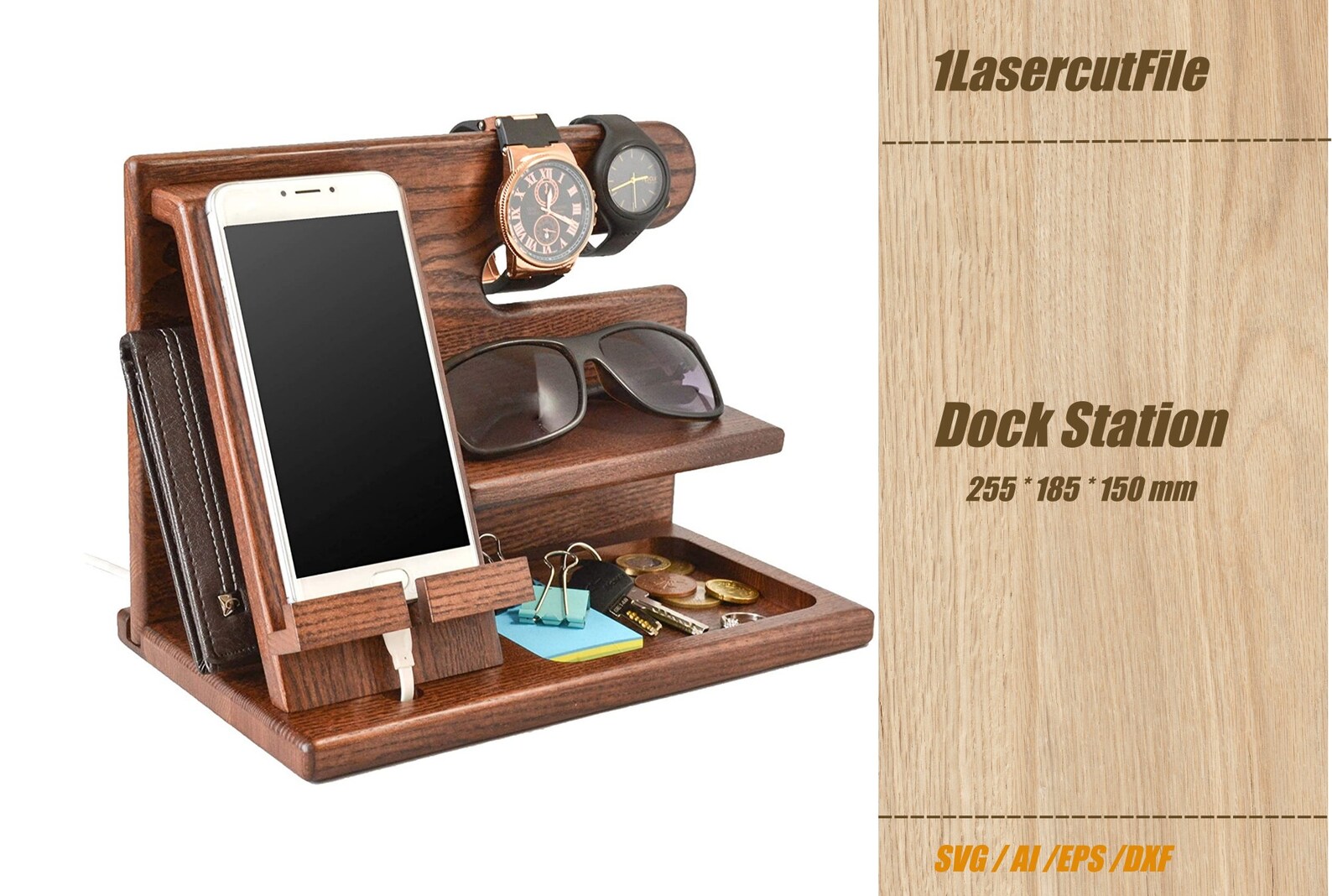 Laser Cut Dock Station Svg File Glowforge Dock Station Dxf | Etsy Canada