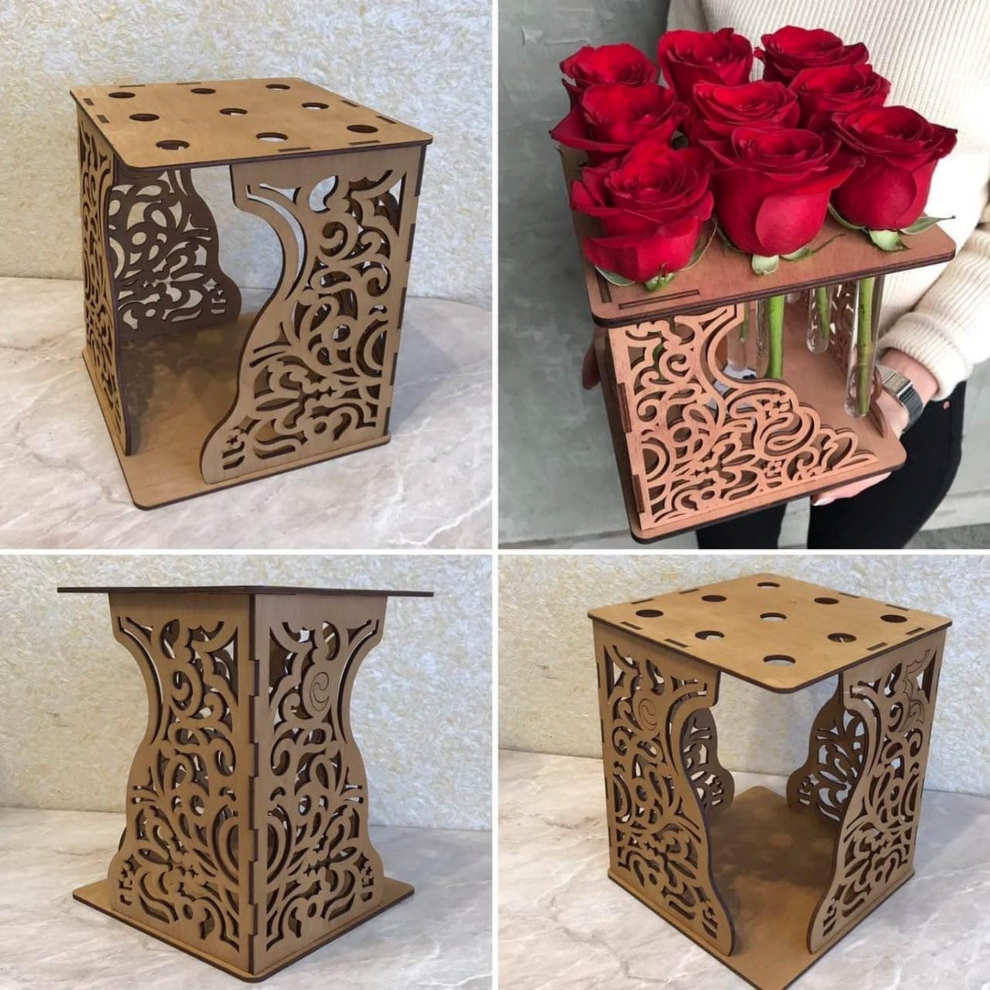 Laser Cut Rose Flower Stand Svg File Glowforge Stand Svg File - Etsy