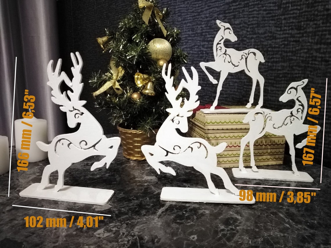 Laser Cut Christmas Standing Reindeer Decoration Svg Template - Etsy