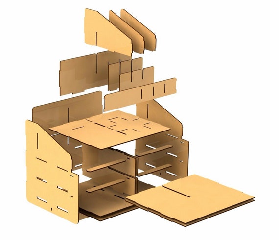 Laser Cut Wooden Desktop Organizer Storage Box With Drawer CDR File svg ...