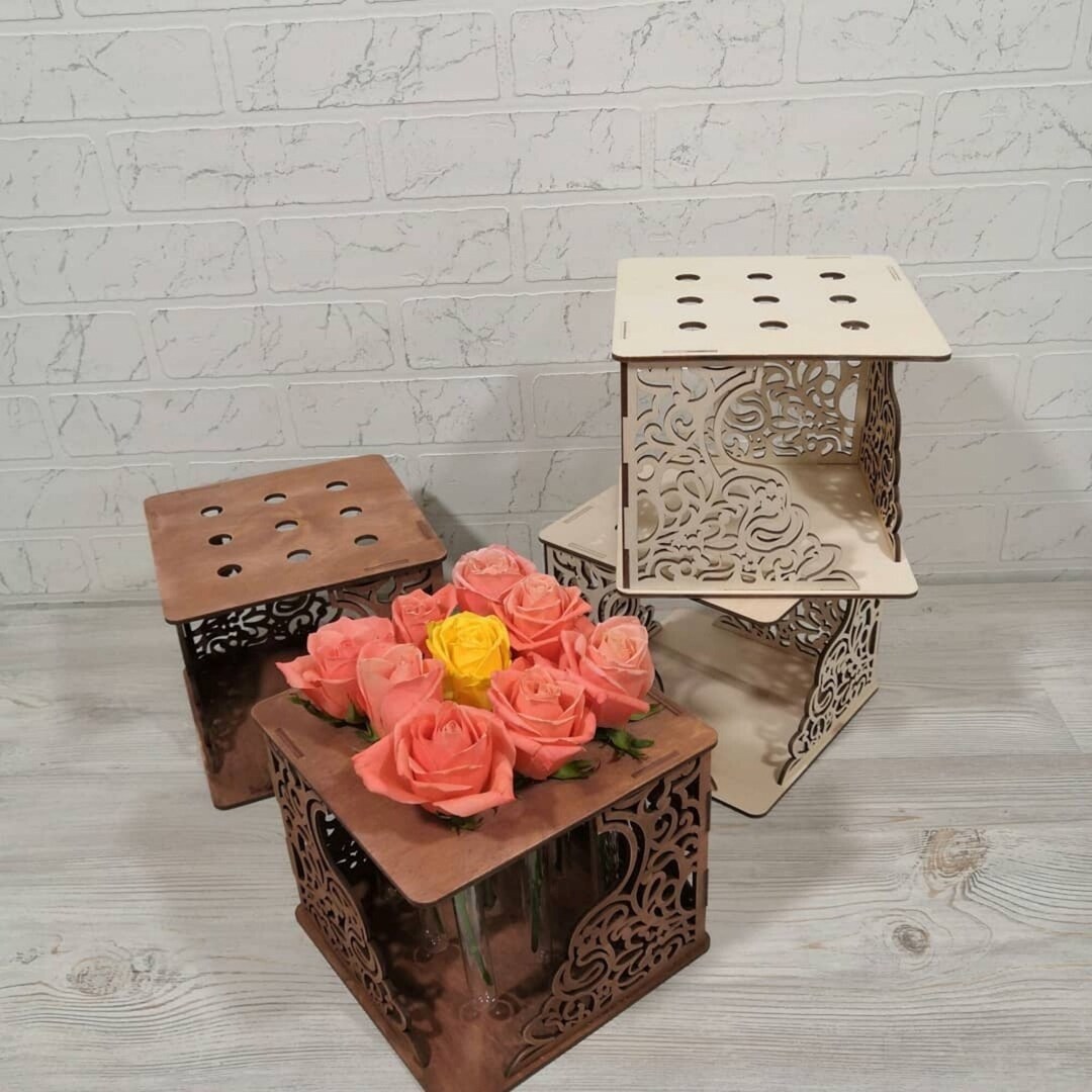 Laser Cut Rose Flower Stand Svg File Glowforge Stand Svg File Laser Cut ...
