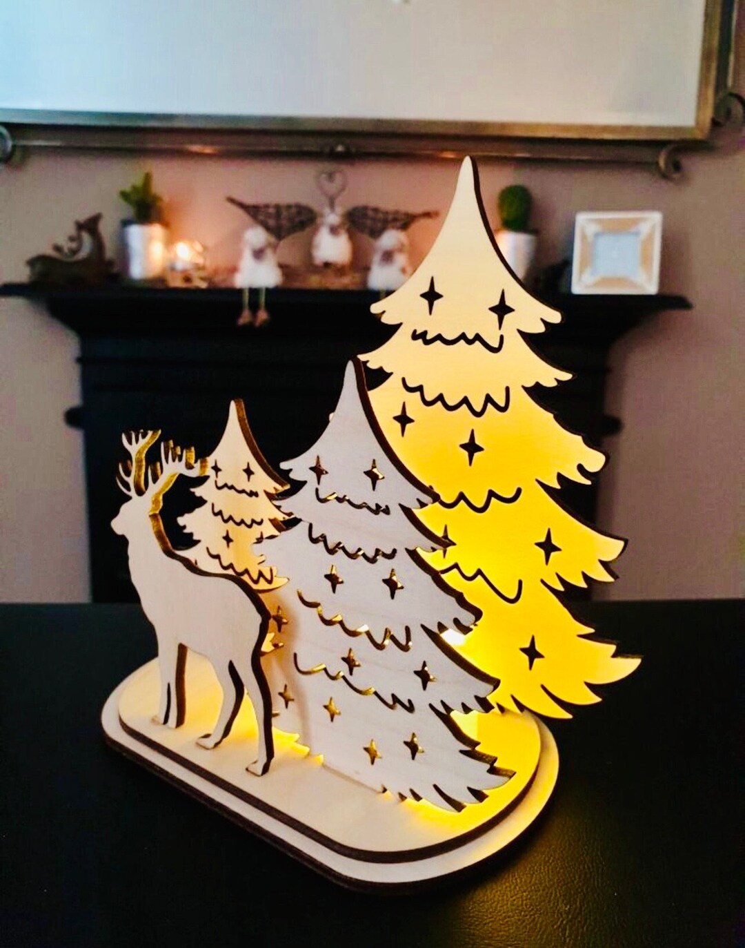 Laser Cut Tree Reindeer Christmas Table Decoration Svg Template ...