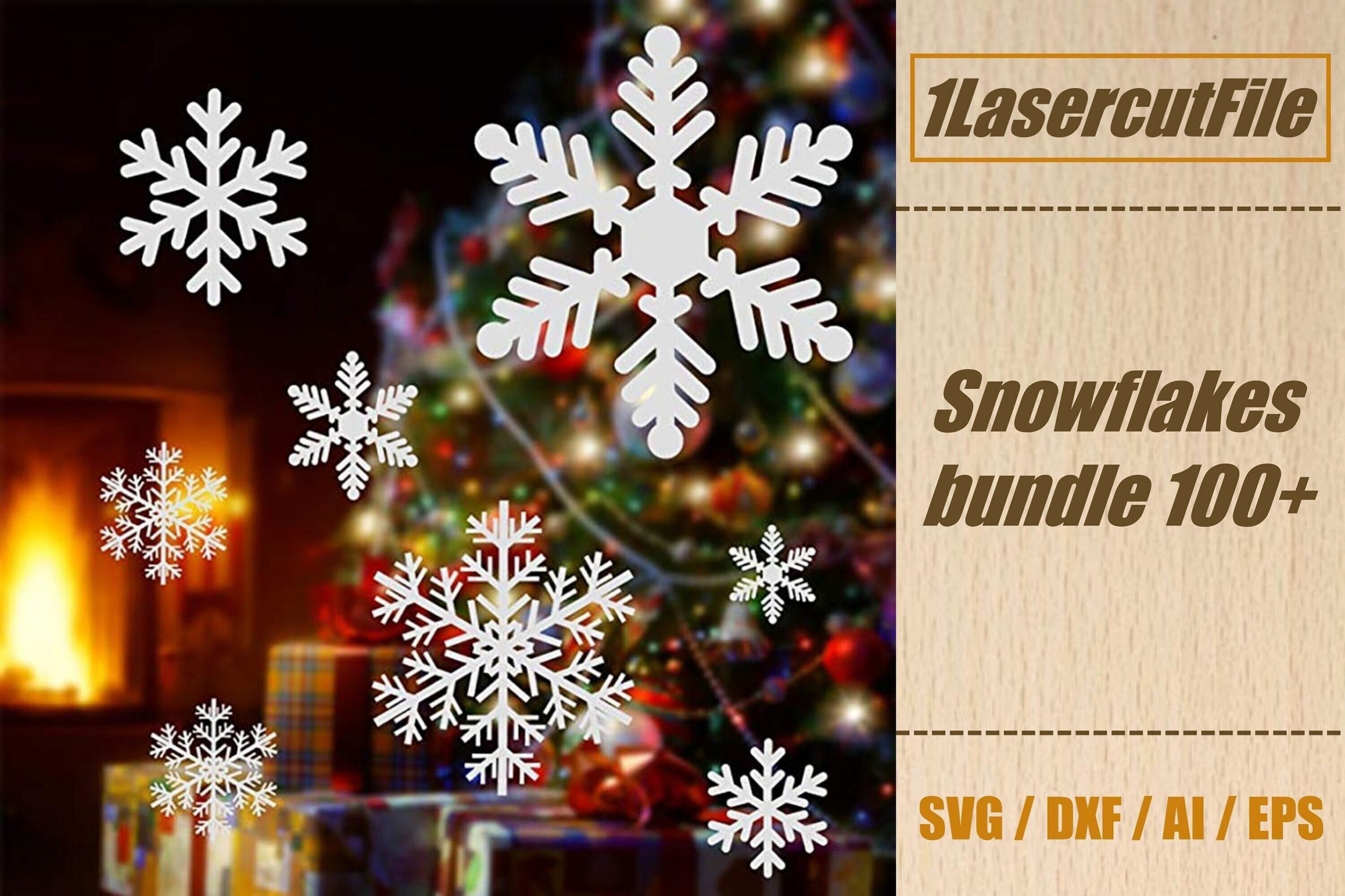 Bundle 100 Christmas Tree Toy Snowflakes svg glowforge laser cut files ...