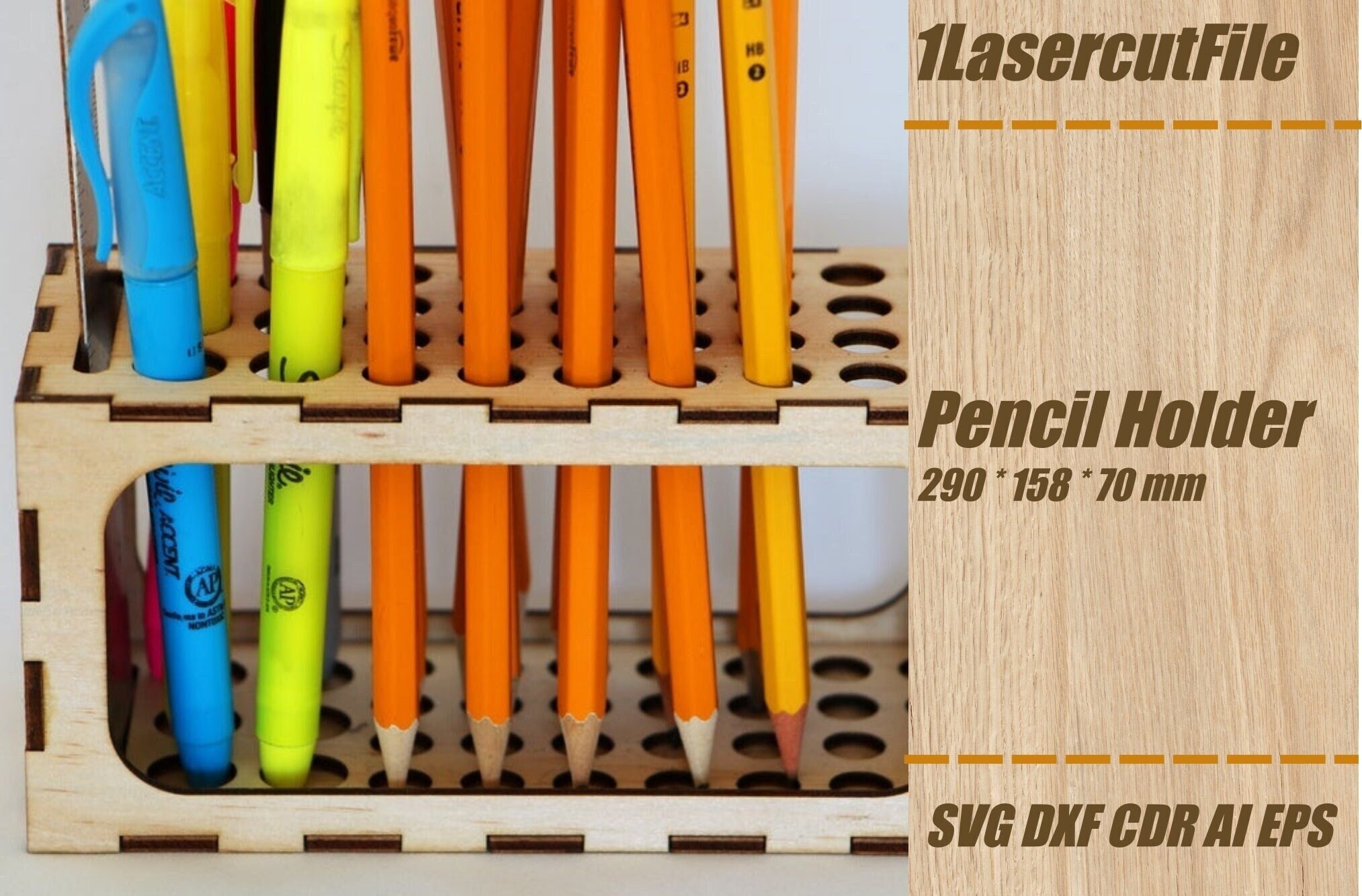 Pencil Holder Svg Cricut Laser Cut Files Holder DXF Glowforge - Etsy