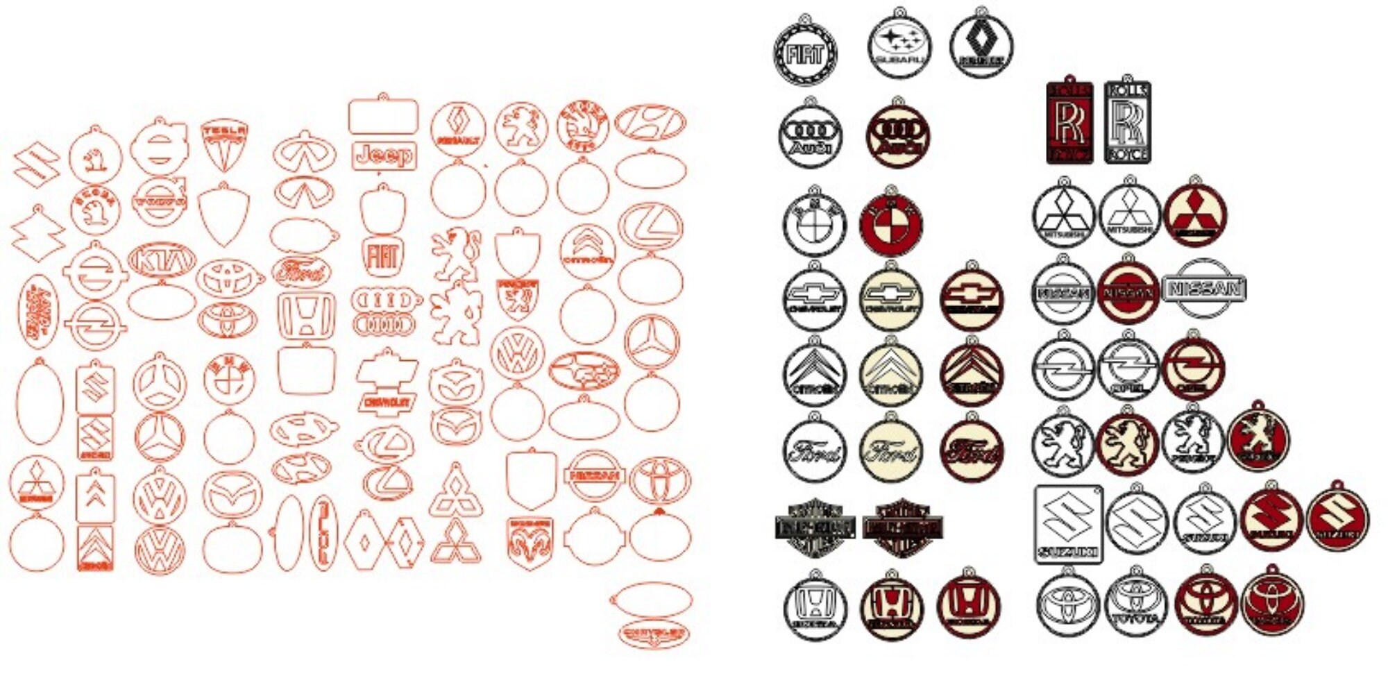 Glowforge Auto Keychain Svg Bundle 60 Laser Cut File Keychain - Etsy UK