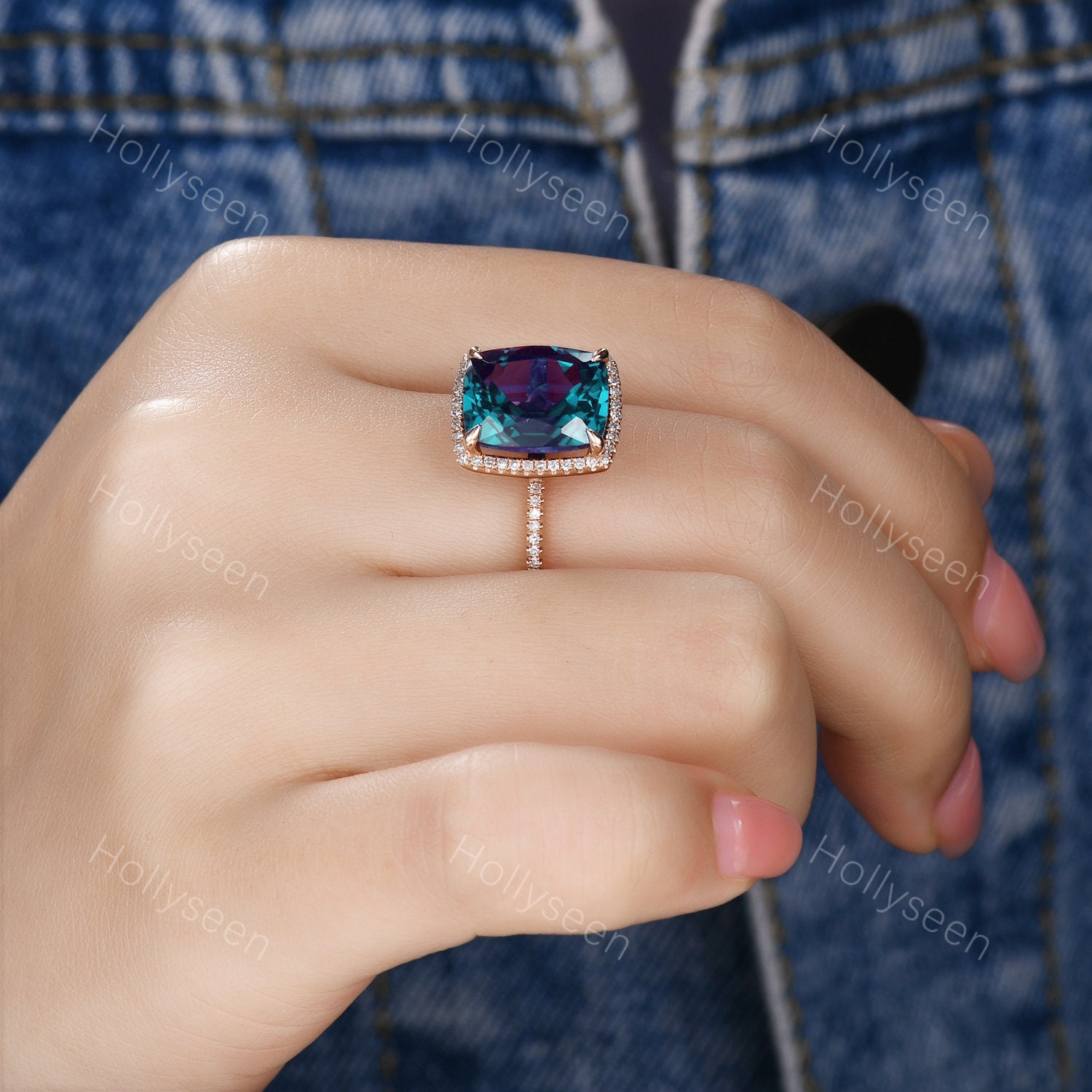 Cushion Cut Alexandrite Engagement Ring Vintage Alexandrite | Etsy