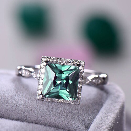 Princess Cut Alexandrite Ring Wedding Alexandrite Ring - Etsy