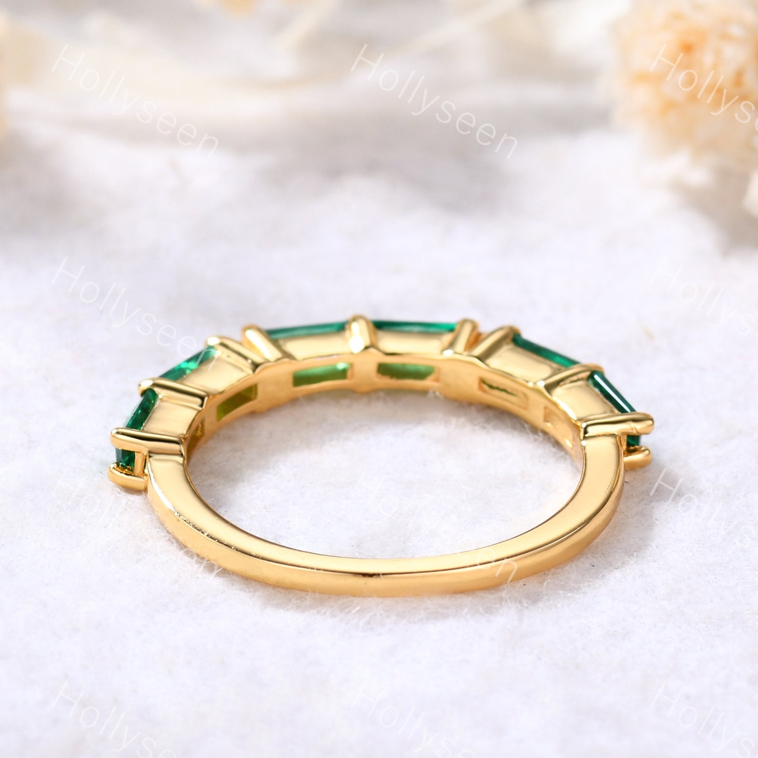Vintage Baguette Emerald Wedding Ring Antique Emerald - Etsy