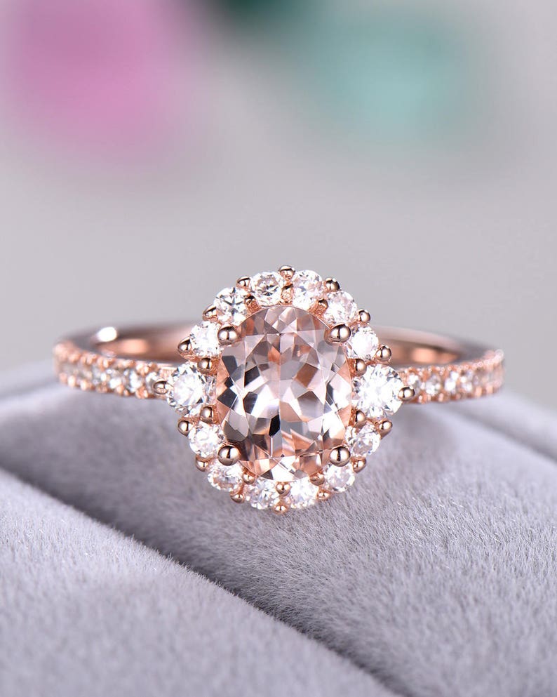 Rose Gold Morganite Engagement Ring Oval Cut Morganite Ring - Etsy