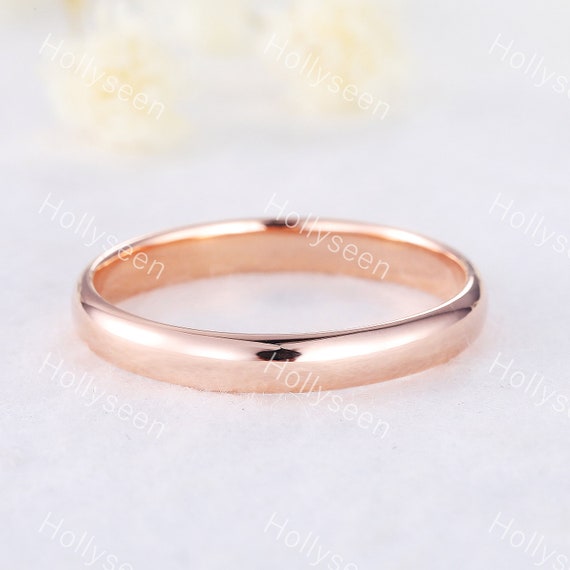 Plain Gold Band Rose Gold Wedding Ring Minimalist Silver 14k - Etsy