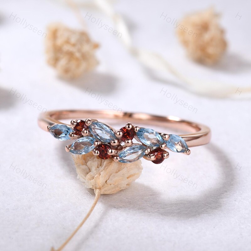 Gold Ring Topaz and Garnet - Etsy