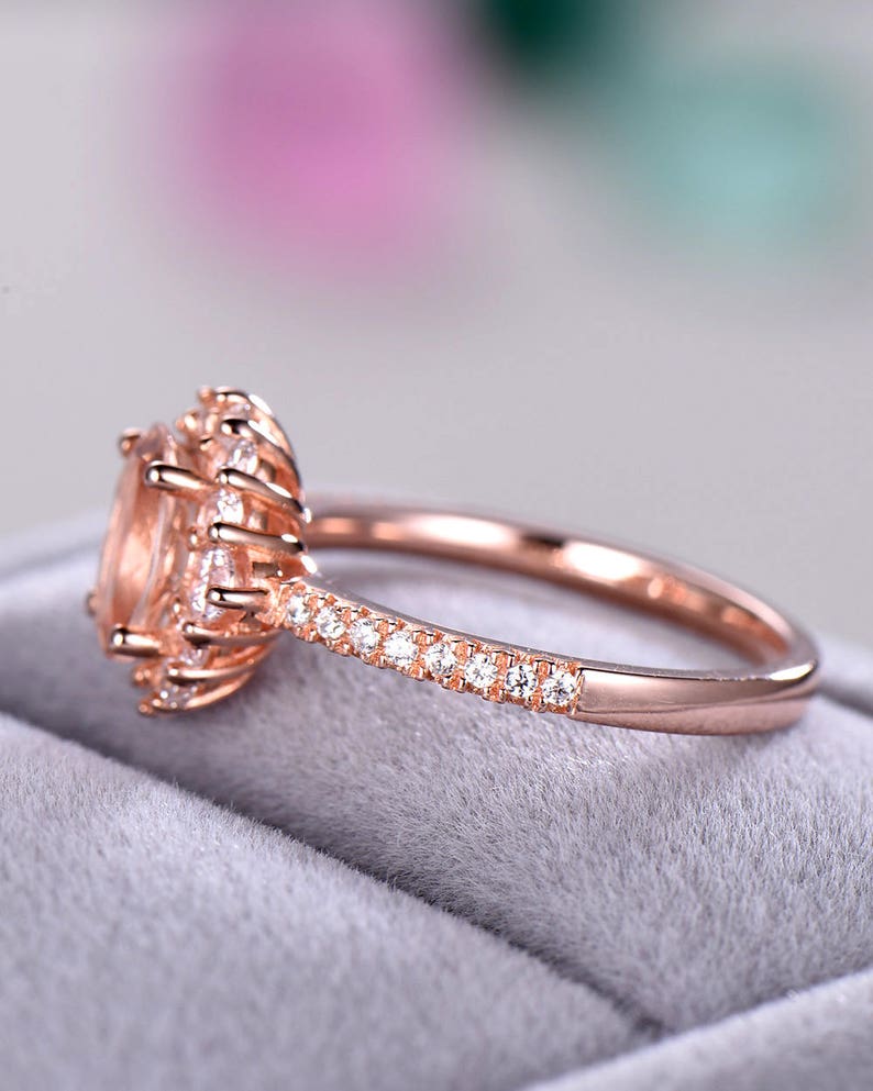 Rose Gold Morganite Engagement Ring Oval Cut Morganite Ring - Etsy