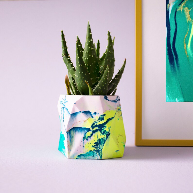 Marbled Plant Pot Jesmonite Indoor Planter Plant Lover - Etsy