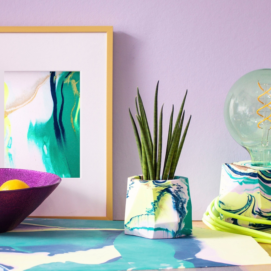 Marbled Plant Pot Jesmonite Indoor Planter Plant Lover Gift - Etsy