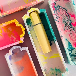 Pen Tray or Pencil Holder / Jesmonite Homeware / Desk Storage - Etsy