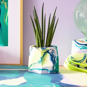 Marbled Plant Pot Jesmonite Indoor Planter Plant Lover Gift - Etsy