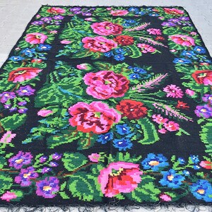 Antique Embroidered Carpet / Luxurious Floral Carpet / Vintage - Etsy