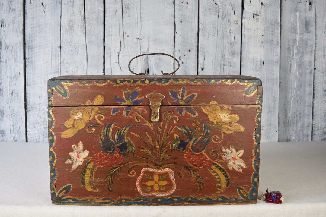 Vintage Wooden Chest / Wooden Box / Wooden Box With a Lid / Primitive ...