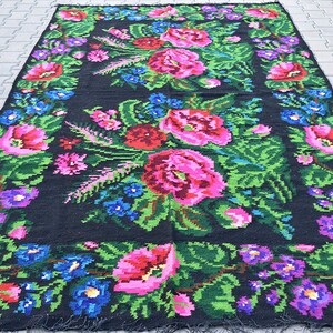 Antique Embroidered Carpet / Luxurious Floral Carpet / Vintage - Etsy