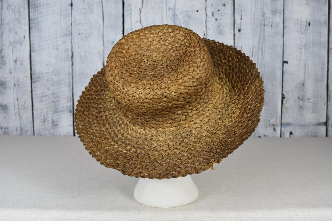 Vintage Straw Hat / Woven Straw Hat / Antique Summer Hat / Summer Straw ...