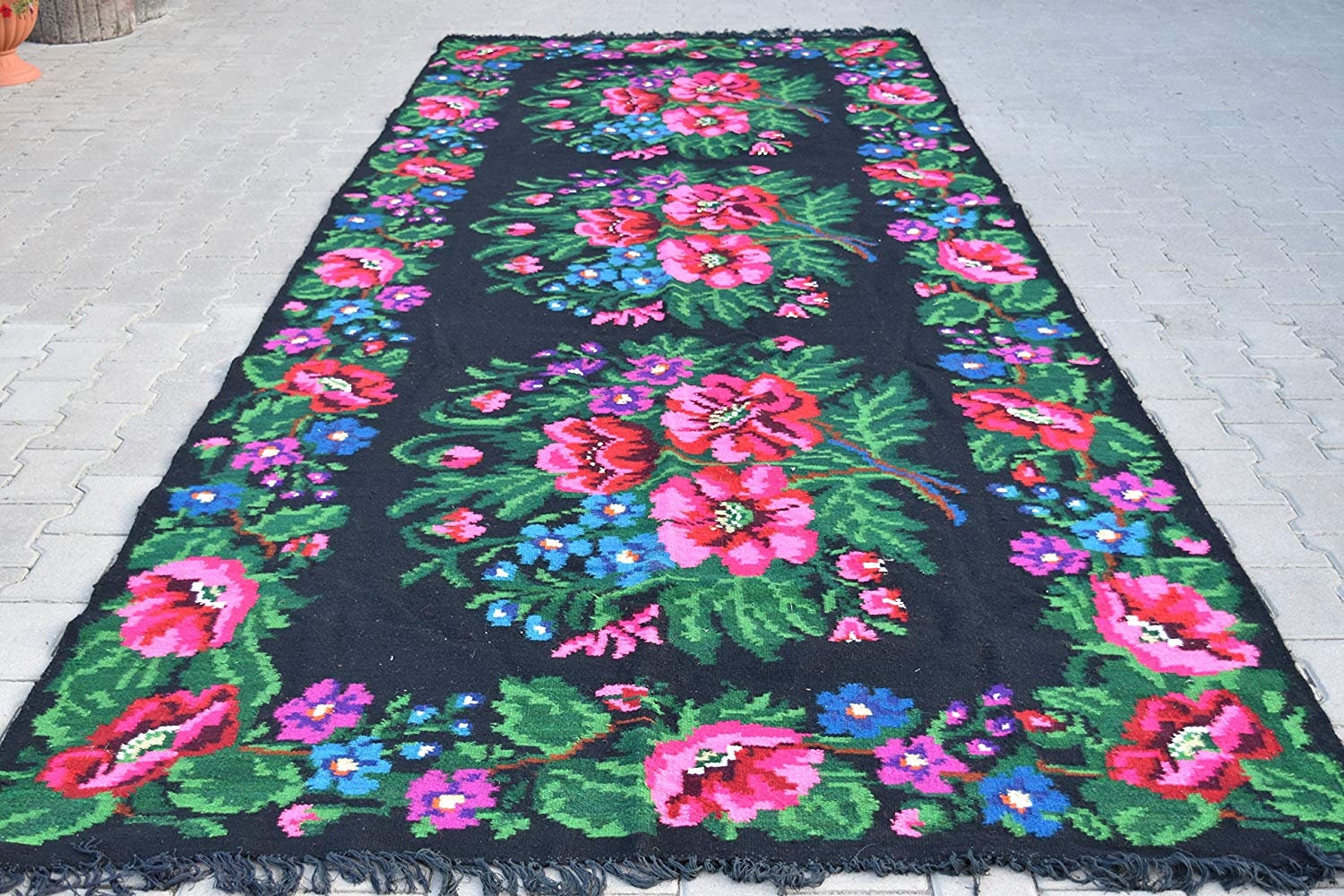 Antique Embroidered Carpet / Luxurious Floral Carpet / Vintage - Etsy