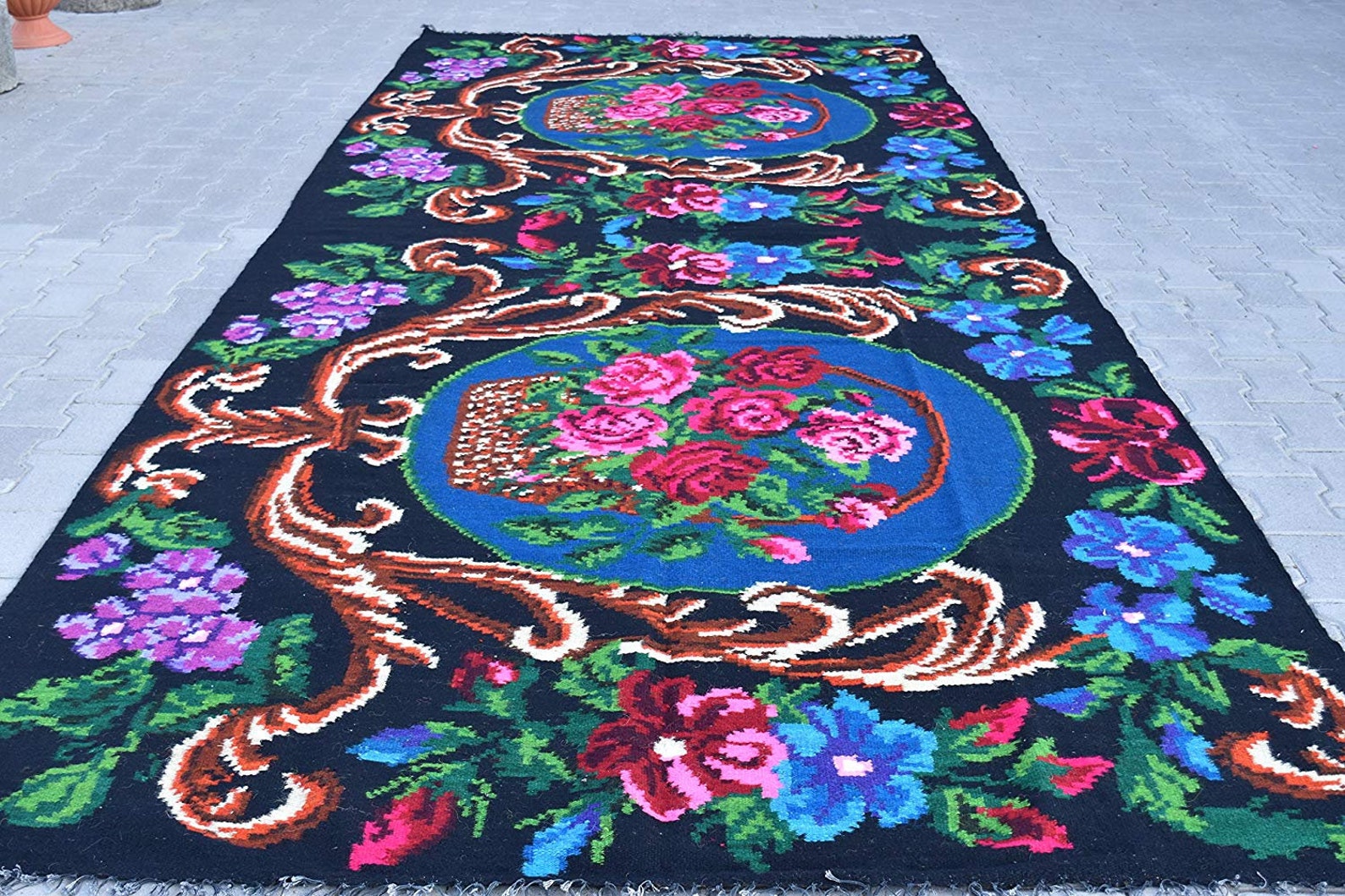 Antique Embroidered Carpet / Luxurious Floral Carpet / Vintage - Etsy