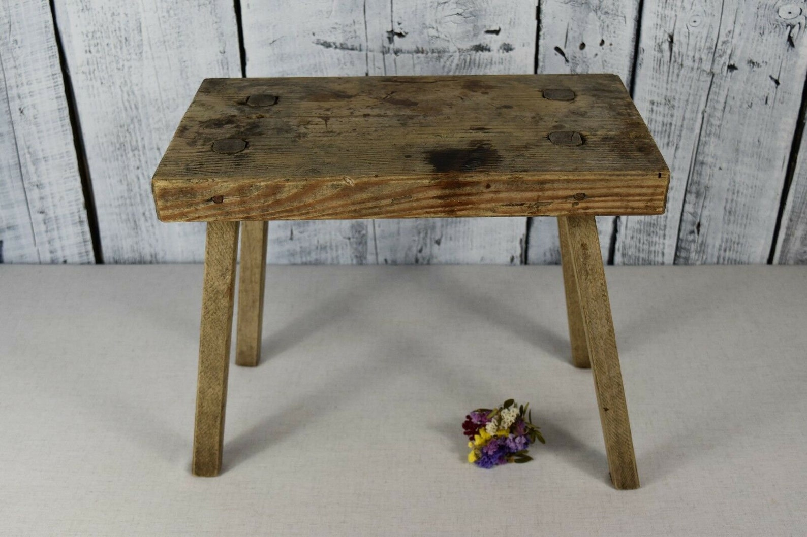 Vintage Wooden Stool / Rustic Wooden Bench / Old Wooden Seat / Wooden ...