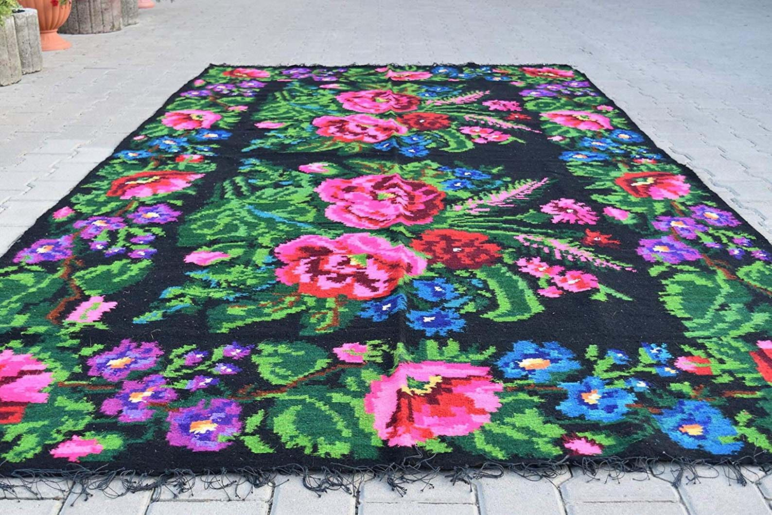 Antique Embroidered Carpet / Luxurious Floral Carpet / Vintage - Etsy