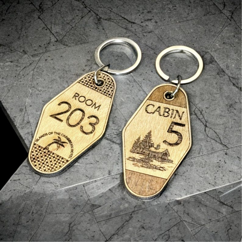 Retro Key Chain Custom Engraving for Hotel Motel Cabin Rental Airbnb ...