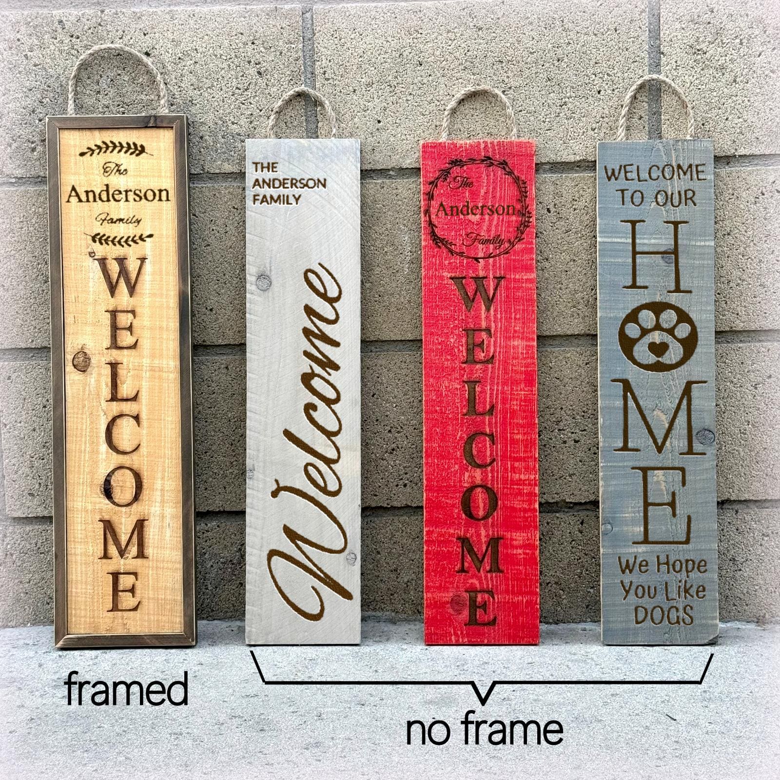Personalized Wood Welcome Sign Engraved Family Name | Custom Rustic ...