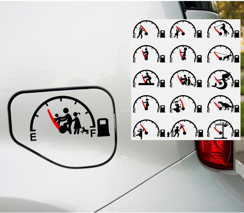 Funny Fuel Gauge Car Decal "fighting E" Gas Cap Tank Door Stickers for ...