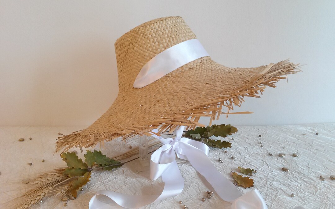 Wedding Capeline, Summer Straw Capeline for the Bride, Summer Capeline in Natural Straw ...