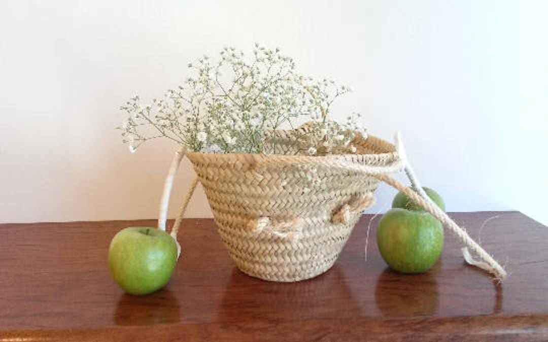 Straw Basket, Round Palm Leaf Basket, Children's Straw Basket, Small ...