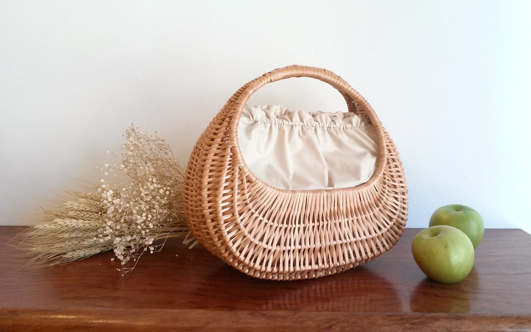 Wicker Gondola Bag, Wicker Basket, Handbag, Natural Wicker Bag, Vintage ...